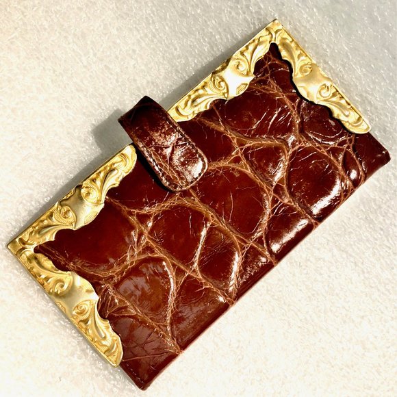 Ann Turk | Bags | Ann Turk Glen Miller Vintage Embossed Croc Checkbook ...